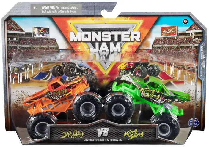 Monster Jam Set 2 Masinute Metalice Bog Hog Si King Sling Scara 1 La 64 - cel.ro