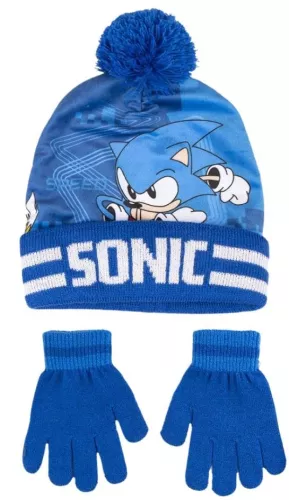 Set pentru copii cu caciula manusi si guler personaj Sonic Cerda d3ms ...