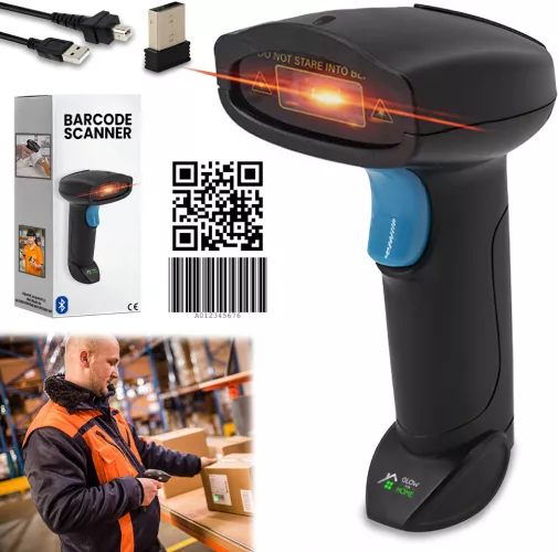 Cititor coduri de bare wireless cu laser GlowforHome 1D/2D/QR/EAN-13 ...