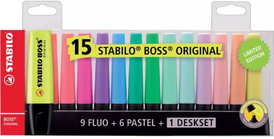 Textmarker Stabilo Boss Original 15 culori/set qot6_70289967 - cel.ro