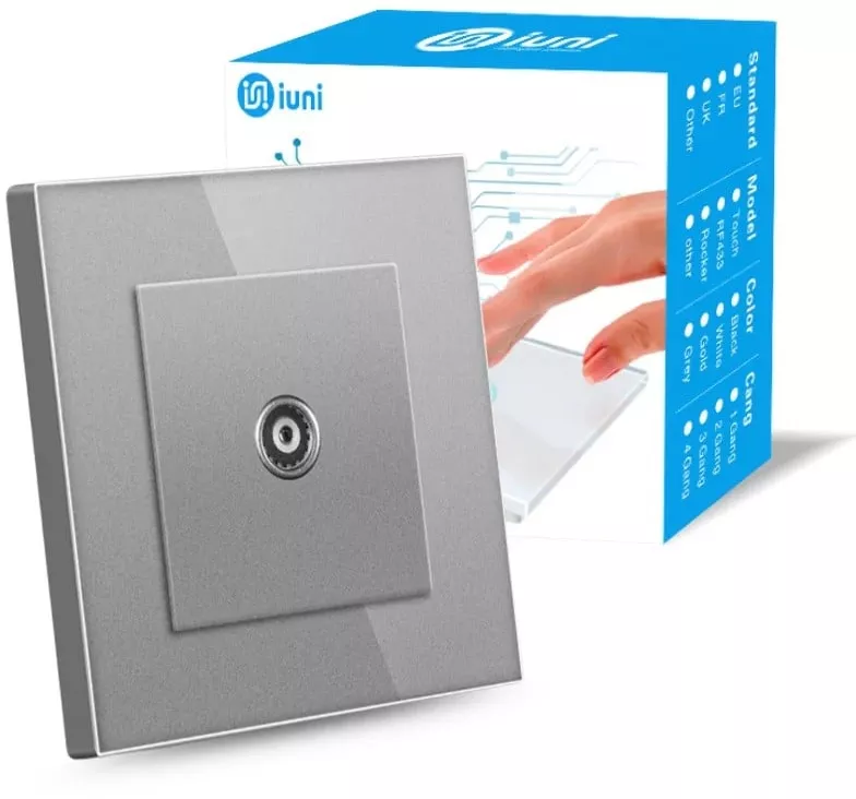 Priza TV cu Rama din sticla securizata iUni TS Conector Mama 9.5mm ...