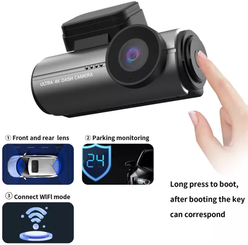 Camera de bord auto smart WiFi 4K + 1080P MOGODA® Filmare 170° fata si