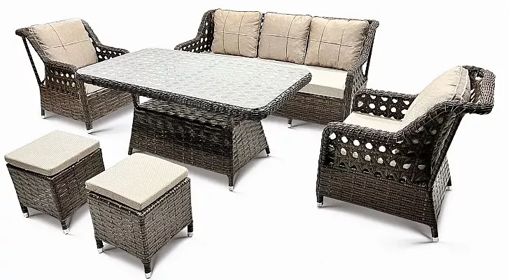 Set 6 piese mobilier de Terasa/Gradina cu perne Masa Canapea Fotolii ...