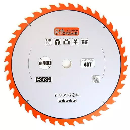 Disc circular vidia pentru lemn 40 dinti 400x30 mm Richmann Exclusive