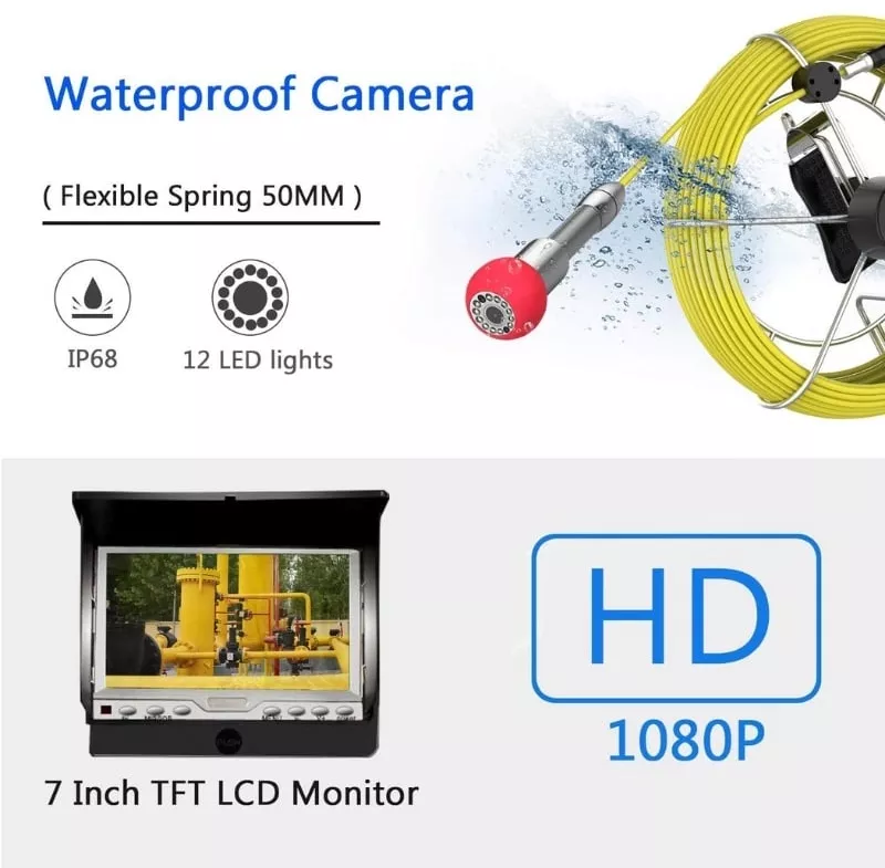 Camera Inspectie video canalizare 40m iUni ICT1 Monitor 7 inch iuni1688 ...
