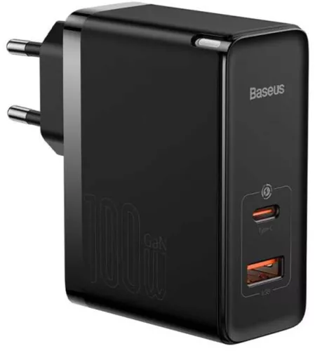 Incarcator retea Baseus GaN5 Pro Fast Charge C+U 100W negru + cablu USB ...