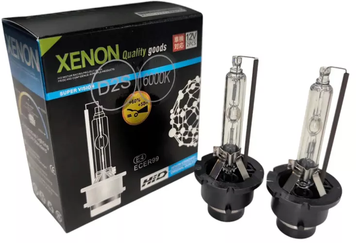 Set 2 Becuri Auto Xenon D2S 35W HID 6000K +60 Luminozitate 3800 Lm ...