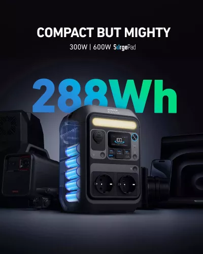 Kit Statie de alimentare Anker Solix C300X AC cu Panou solar Anker ...