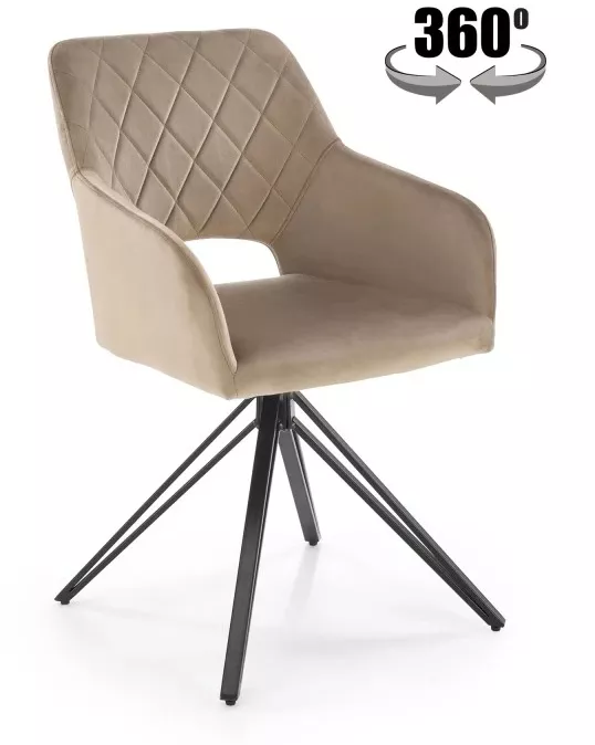 Scaun tapitat de living rotativ la 360 grade picioare metalice catifea ...