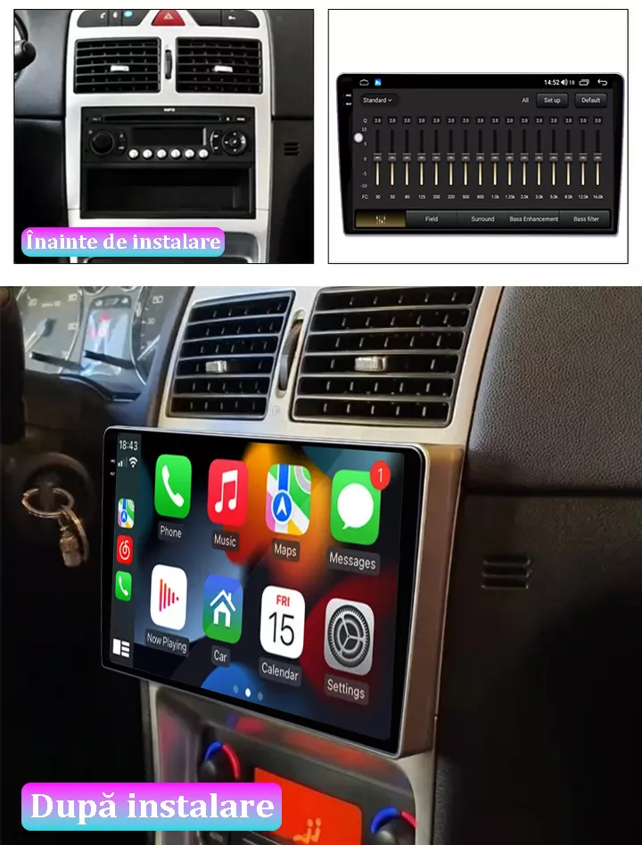 Navigatie compatibila cu Peugeot 307 2001-2008 4GB RAM 32GB ROM Android ...