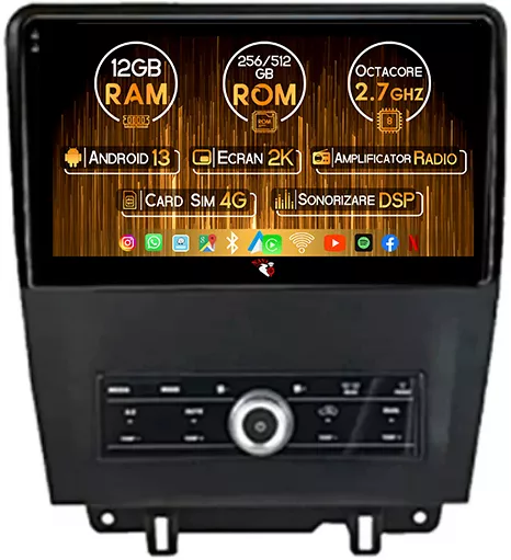 Navigatie dedicata Ford Mustang 2009-2014 12GB RAM 256GB ROM Android 13