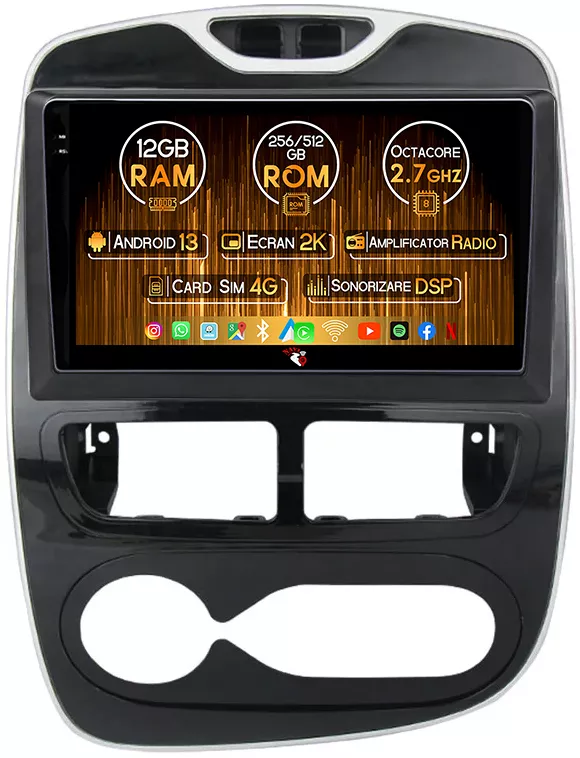 Navigatie dedicata Renault Clio 2017-2019 12GB RAM 256GB ROM Android 13 ...