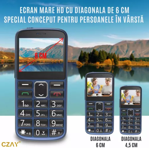 Telefon Mobil Seniori cu Butoane Mari CZAY® Meniu in Limba Romana ...