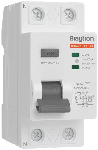 BRG3-2 25A 500mA 2P Tip-AC 10kA RCCB BR-BY80-07225 - cel.ro