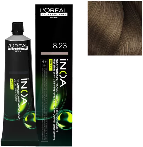 Vopsea de par permanenta fara amoniac Loreal Professionnel INOA 8.23 60 ...