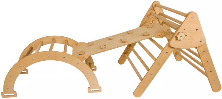 Set de catarare mare 3in1 Triunghi Pikler cu Rampa si Arc Escaladare ...