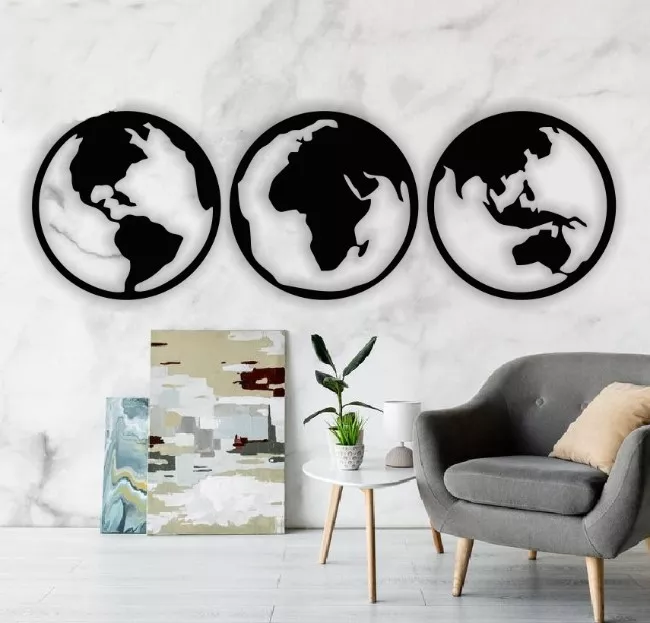 Decor perete Personalizabil Grafic Global din lemn - 118 L x 38 H cm ...