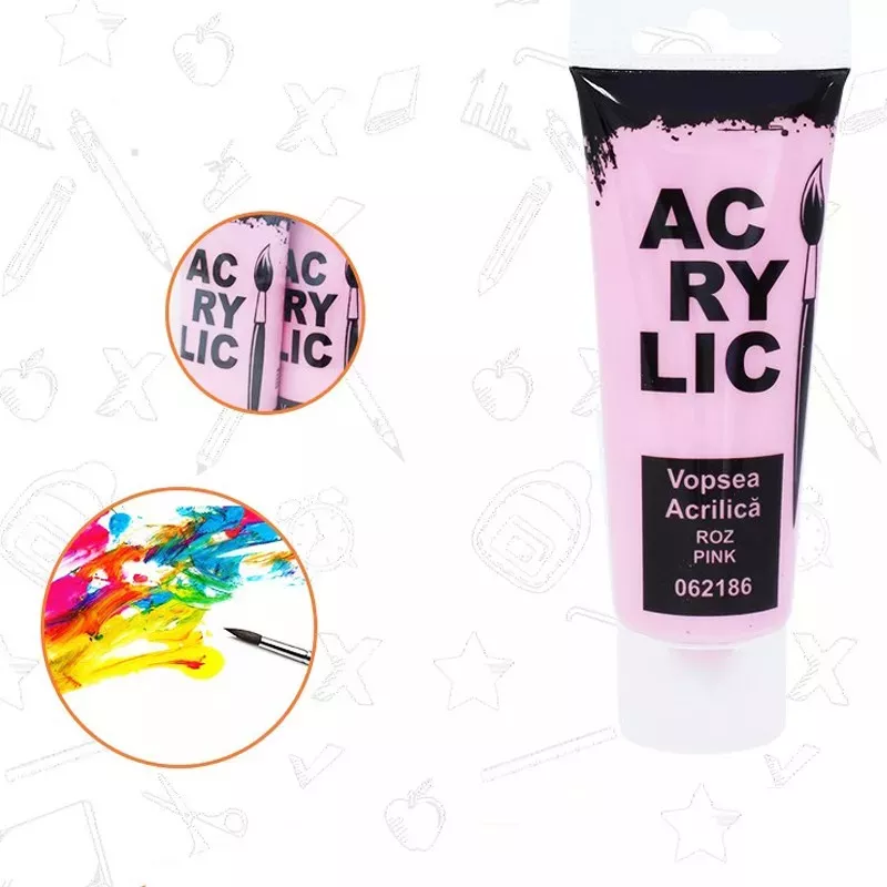 Vopsea acrilica roz consistenta cremoasa miros slab tub 75 ml f9x5 ...