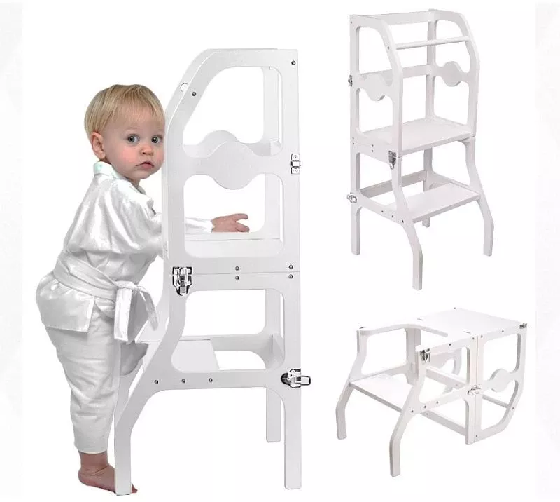 Scaun pliabil pentru copii inaltator din lemn 2 in 1 scaun si masa ...