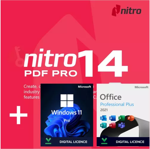 Windows 11 Pro + Office 2021 Pro Plus + Nitro PDF 14 Profesional - Licente