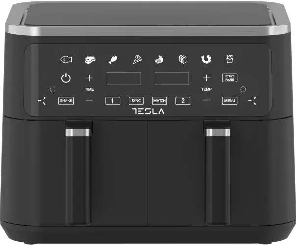 Friteuza aer cald Tesla AF900BSD 9 L cos dublu 2400W panou digital 8 ...
