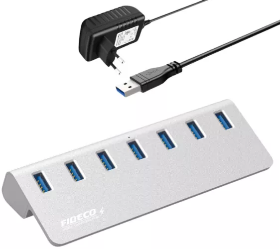 Hub USB Cu 7 porturi USB 3.0 FIDECO Type-C Adaptor Multiport portabil ...