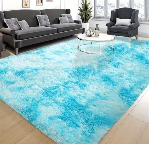 Covor Fluffy Dreptunghiulat 80x160cm Potrivit in Orice Incapere Turcoaz ...