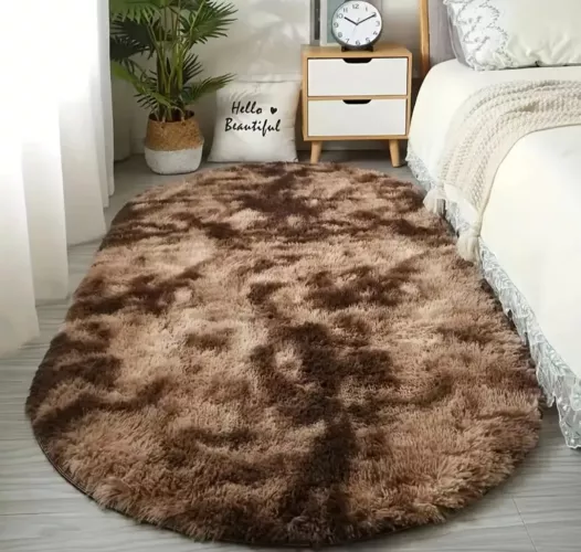 Covor Fluffy Oval Antiderapant 80x160cm Maro PUC-0021_e232mg