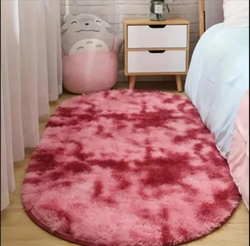 Covor Fluffy Oval Antiderapant 80x160cm Rosu PUC-0021_0q0qe - cel.ro