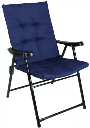 Scaun pliabil de gradina cu perna structura metalica 59x66x90 cm albastru