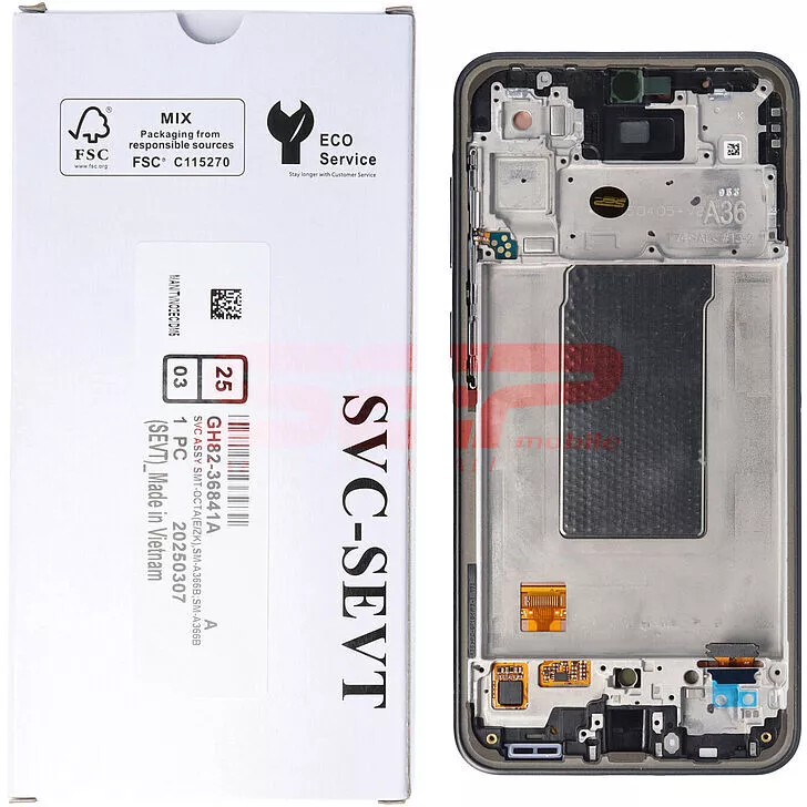 LCD+Touchscreen cu Rama Samsung Galaxy A36 5G / A366 BLACK Original ...