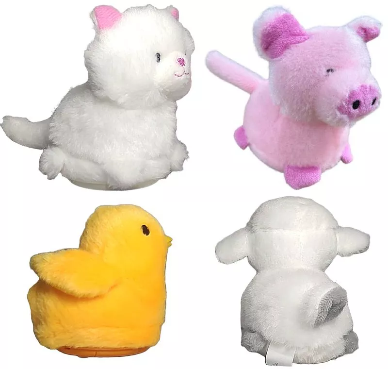 Set de 4 Animale de plus cu sunete Pui Oaie Purcel Pisica 8cm 4260619112211
