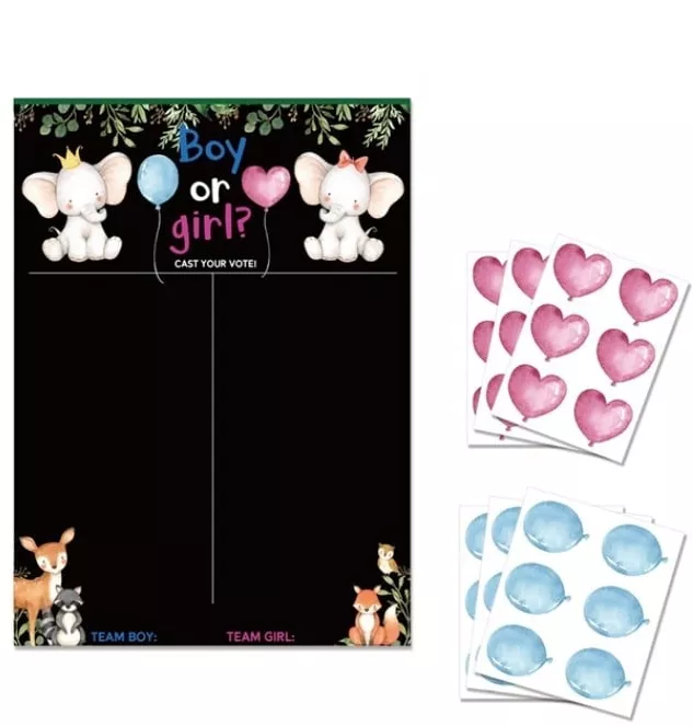 Set pentru petrecere gender reveal EVNC Game Poster Board poster si 36 de