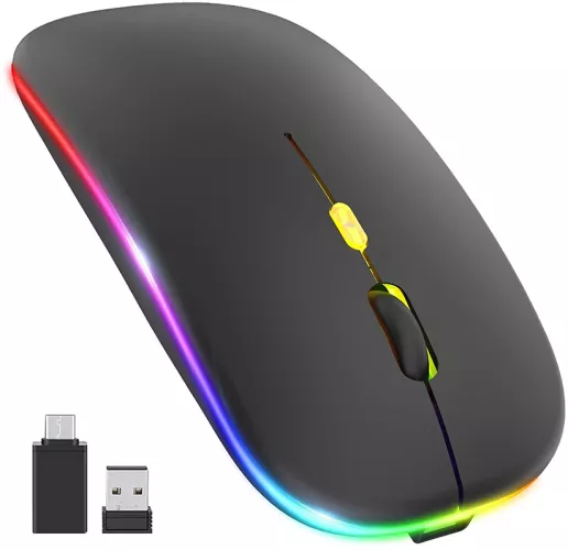 Mouse gaming RGB wireless silentios + cablu incarcare Techsuit M1