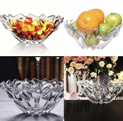 Fructiera tip bol Pufo Brilliant din sticla pentru prajituri torturi fructe