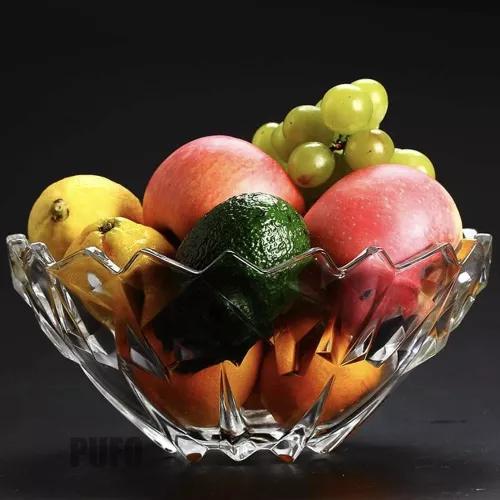 Fructiera tip bol Pufo Brilliant din sticla pentru prajituri torturi fructe