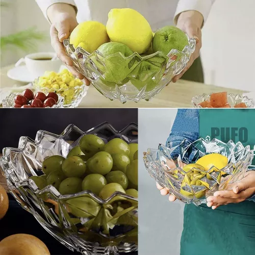 Fructiera tip bol Pufo Brilliant din sticla pentru prajituri torturi fructe