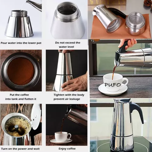 Espressor cafea din inox pentru aragaz capacitate 12 cesti wuxy_888154572