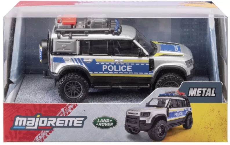 Majorette masina metalica de politie land rover defender scara 1 la 43