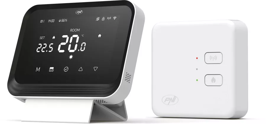 Termostat inteligent PNI CT45 fara fir WiFi histerezis ± 0.1 grade C ...