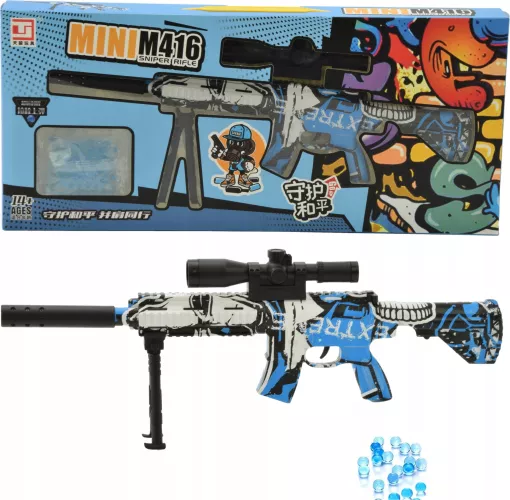 PUSCA MINI CU BILE DE GEL M416 SNIPER TJ-012C M416 cutie albastra 123d