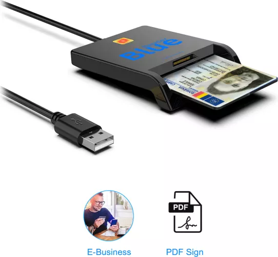 Cititor carti de identitate electronice romanesti Blue Reader USB 2.0 ...