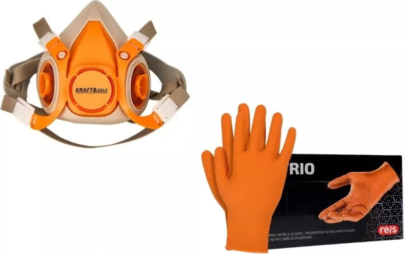 Pachet echipament protectie vopsitor masca de vopsitorie + filtru+ ...