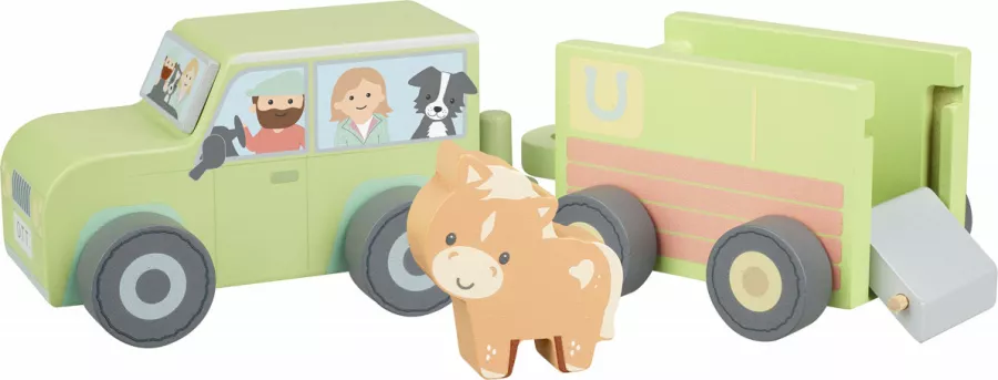 Camion din lemn pentru transport animale de ferma Orange Tree Toys