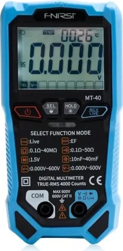 Multimetru digital Smart FNIRSI MT-40 auto-range True RMS afisaj iluminat