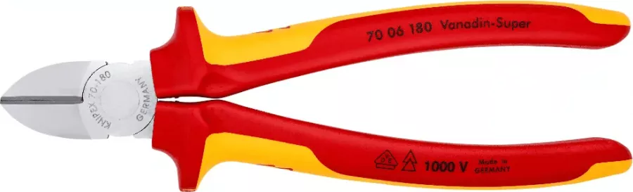 Cleste profesional cu taiere diagonala maner izolat Knipex 70 06 180 180 mm