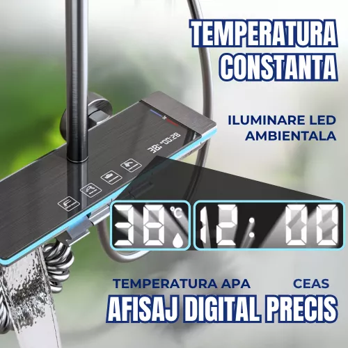 Coloana de dus cu afisaj LED set dus cu para dreptunghiulara iluminare