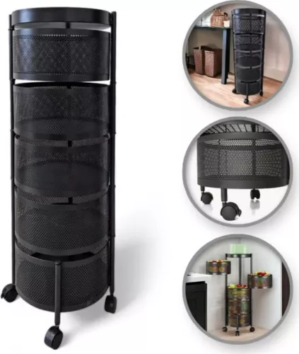 Raft rotativ pe 5 niveluri cu cosuri metalice si roti 33 x 90 5 cm ...