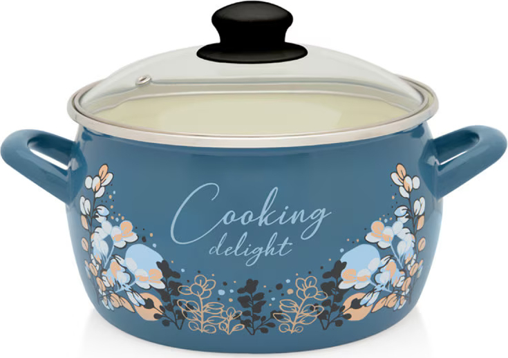 Oala 7.5l cu capac sticla Cooking Delight Metalac email/24cm/7.5l rezv ...