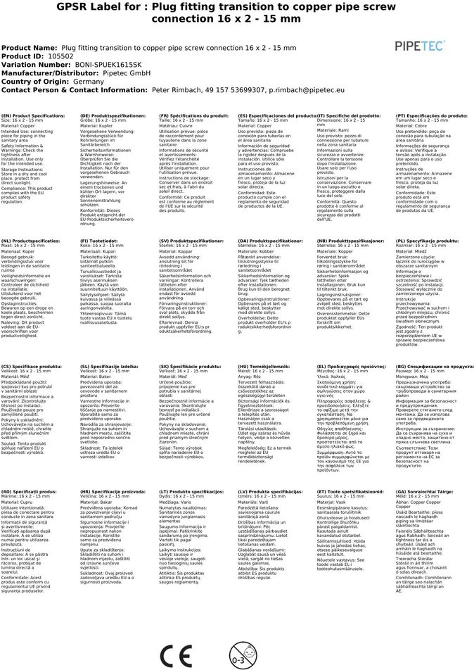 Racord cu fiting de tranzitie la teava de cupru cu conexiune cu surub ...